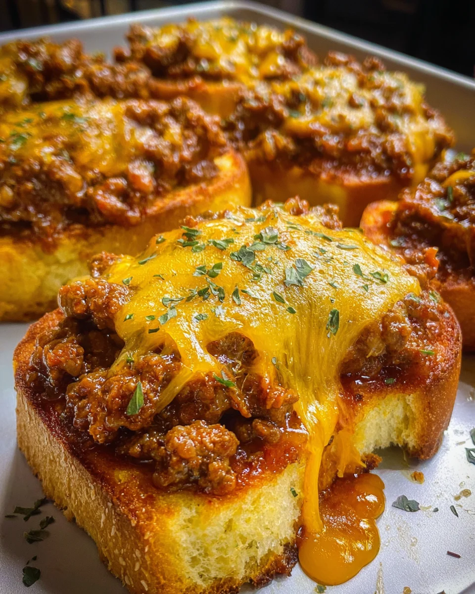 Cheesy Sloppy Joe Garlic Toast
